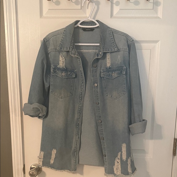 Dokotoo | Jackets & Coats | Light Blue Distressed Denim Jacket | Poshmark